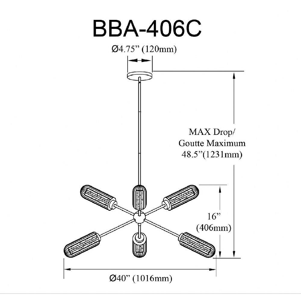 Dainolite - BBA-406C - Balbina - 6 Light Chandelier-16 Inch Tall and 40 ...