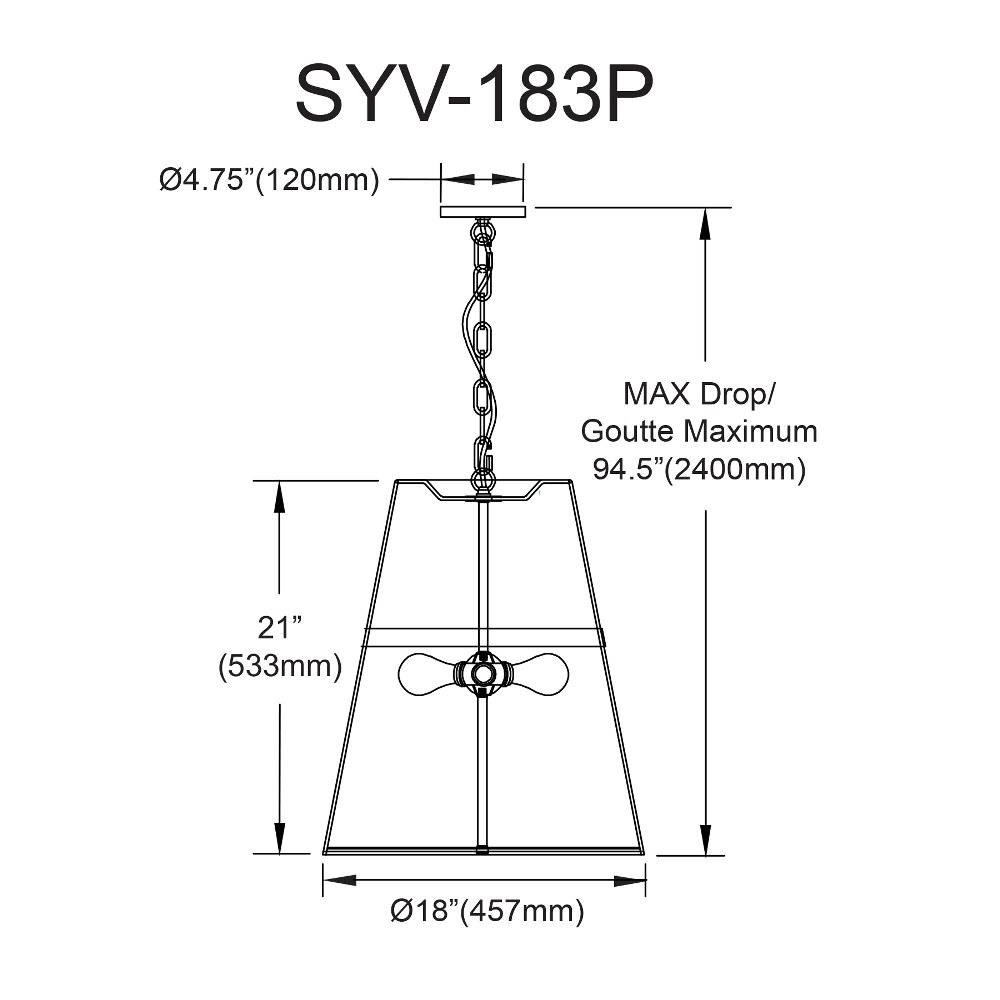Dainolite - SYV-183P - Sylvie - 3 Light Pendant-21 Inch Tall and 18 ...