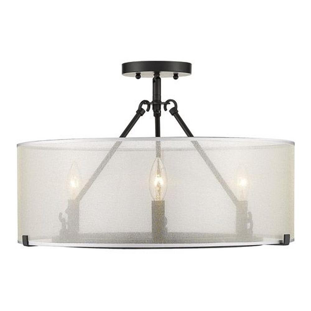 Golden Lighting - 5019-3SF-SBLK - Alyssa - 3 Light Short Rod Semi-Flush Mount