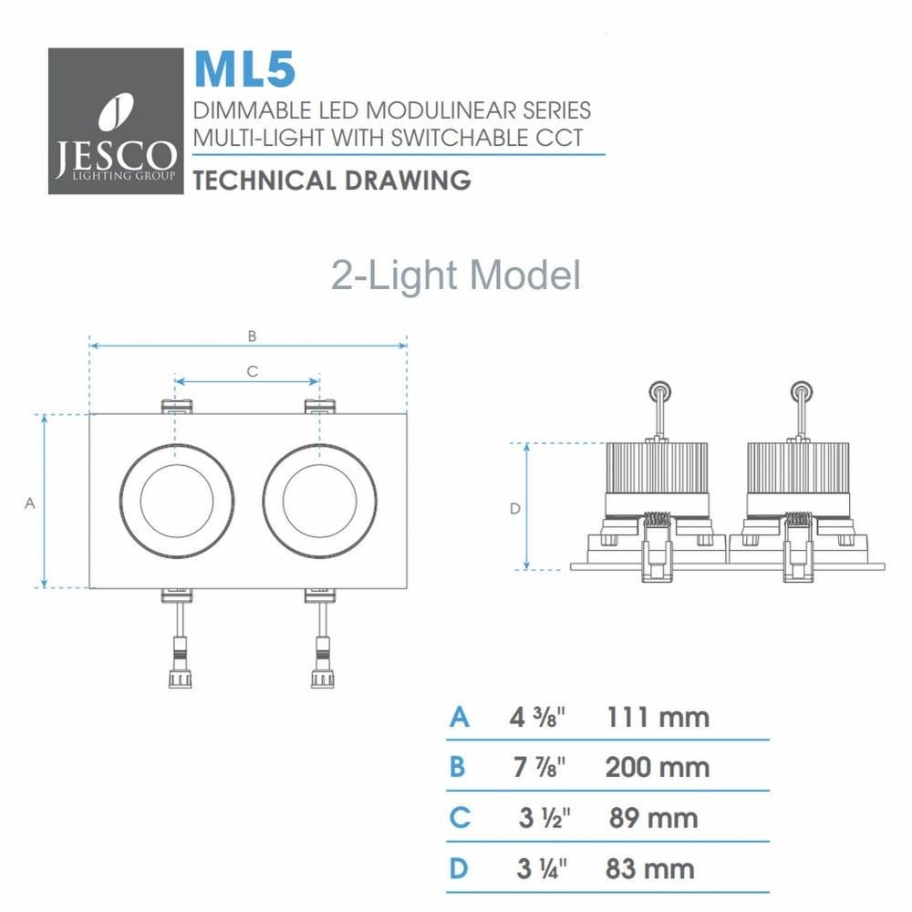 Jesco Lighting - ML5-24 - Modulinear Series - 24W 2 Adjustable Color ...