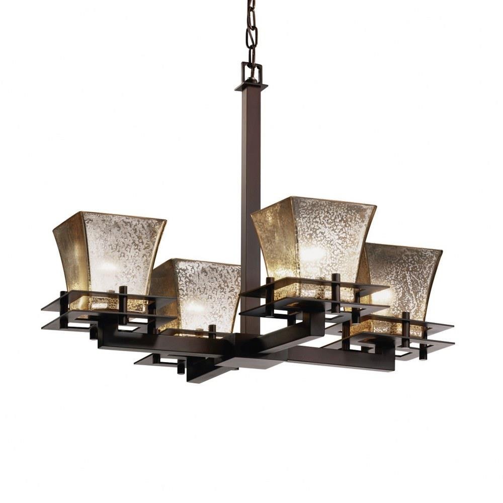 Justice Design - FSN-8100-40-MROR - Fusion Metropolis - 4 Light Chandelier with Square Flared ...