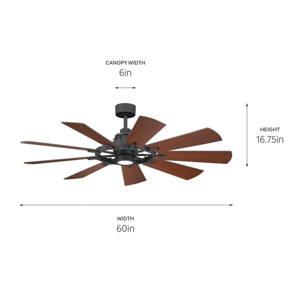 Kichler Lighting - 300260 - Gentry - 9 Blade Ceiling Fan with Light Kit ...