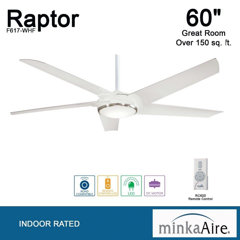 Minka Aire Fans - F617L-WHF - Raptor - 5 Blade Ceiling Fan with Light ...