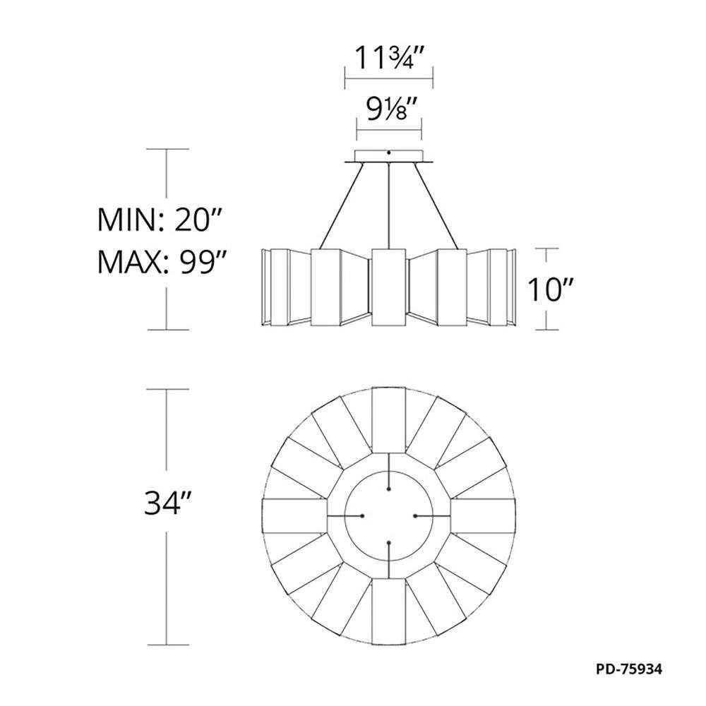 Modern Forms - PD-75934-BK - Chronos - 48W 12 LED Pendant In Mid ...